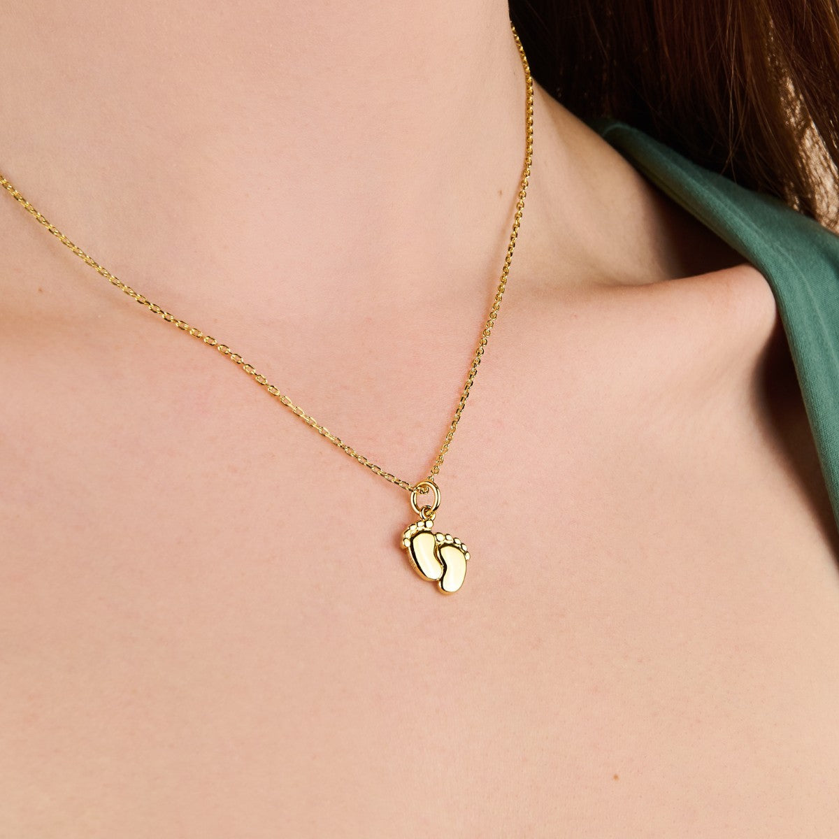 Baby Feet Custom Charm Necklace For Mom | 14k Gold Filled| Little Sky Stone