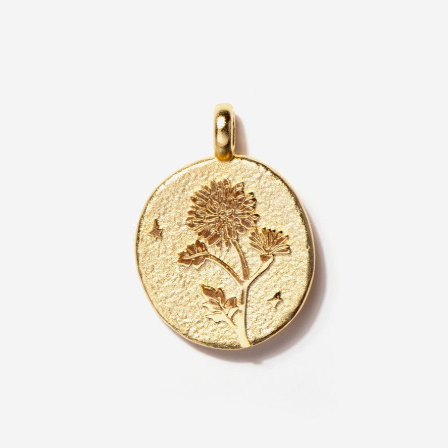 Birth Flower Pendant 14k Gold Plated Charm | Little Sky Stone
