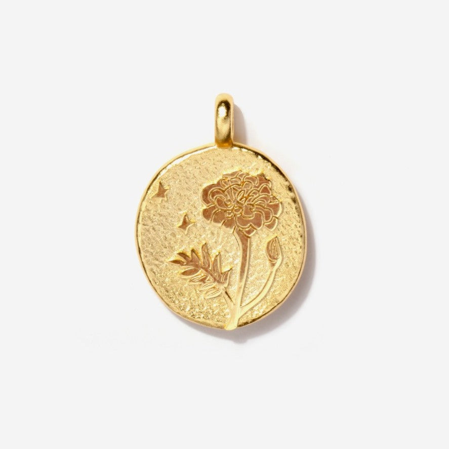 Birth Flower Pendant 14k Gold Plated Charm | Little Sky Stone