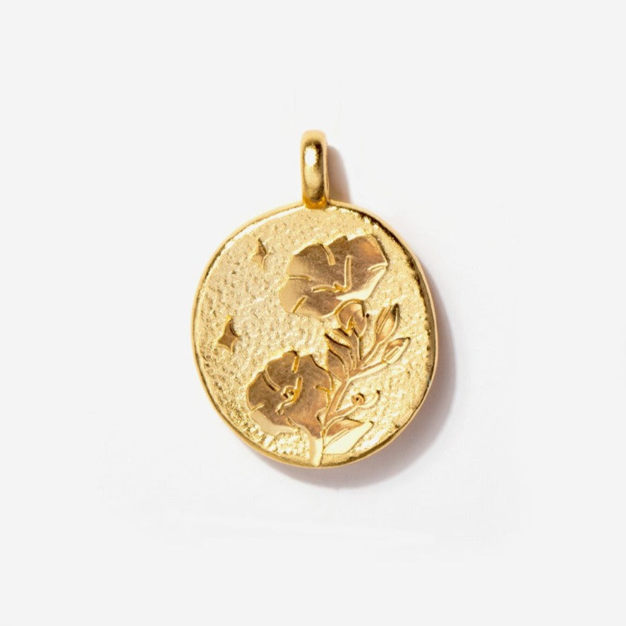 Birth Flower Pendant 14k Gold Plated Charm | Little Sky Stone