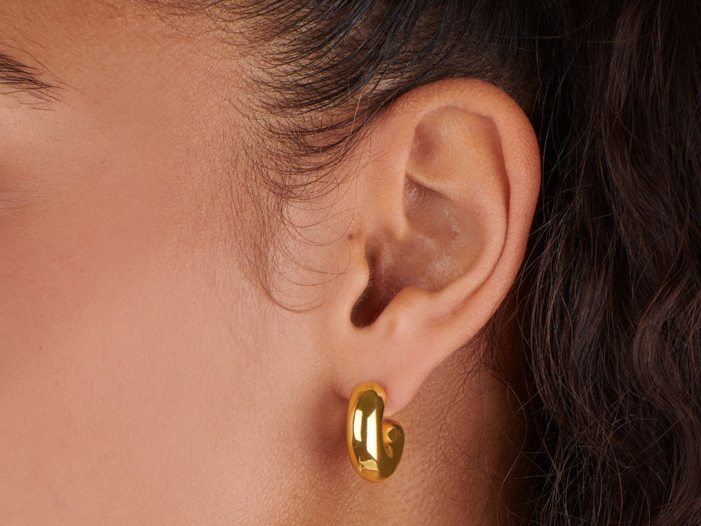 Medium Chunky Hoop Earrings 14k Gold Plated | Little Sky Stone