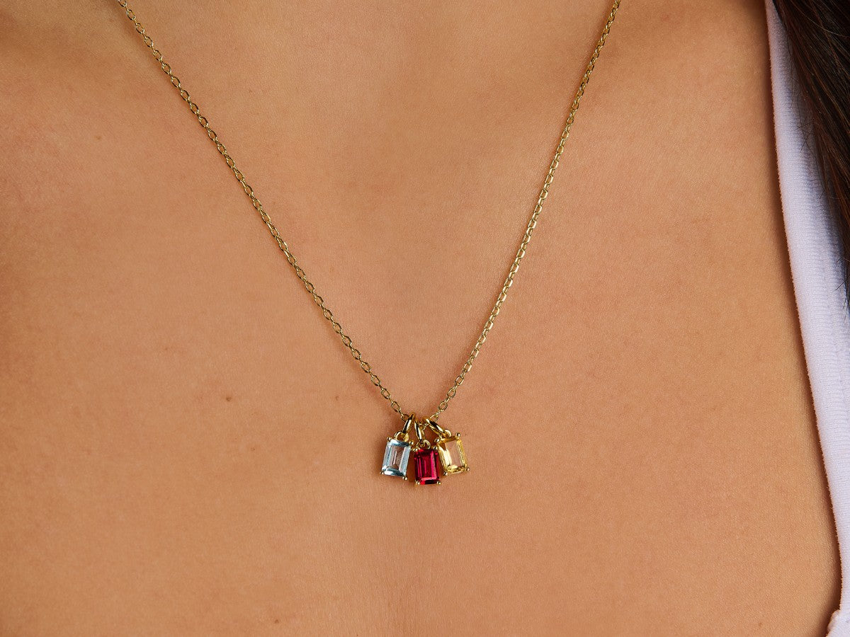 Birthstone Necklace for Mom | Three Gemstone Necklace – Little Sky Stone